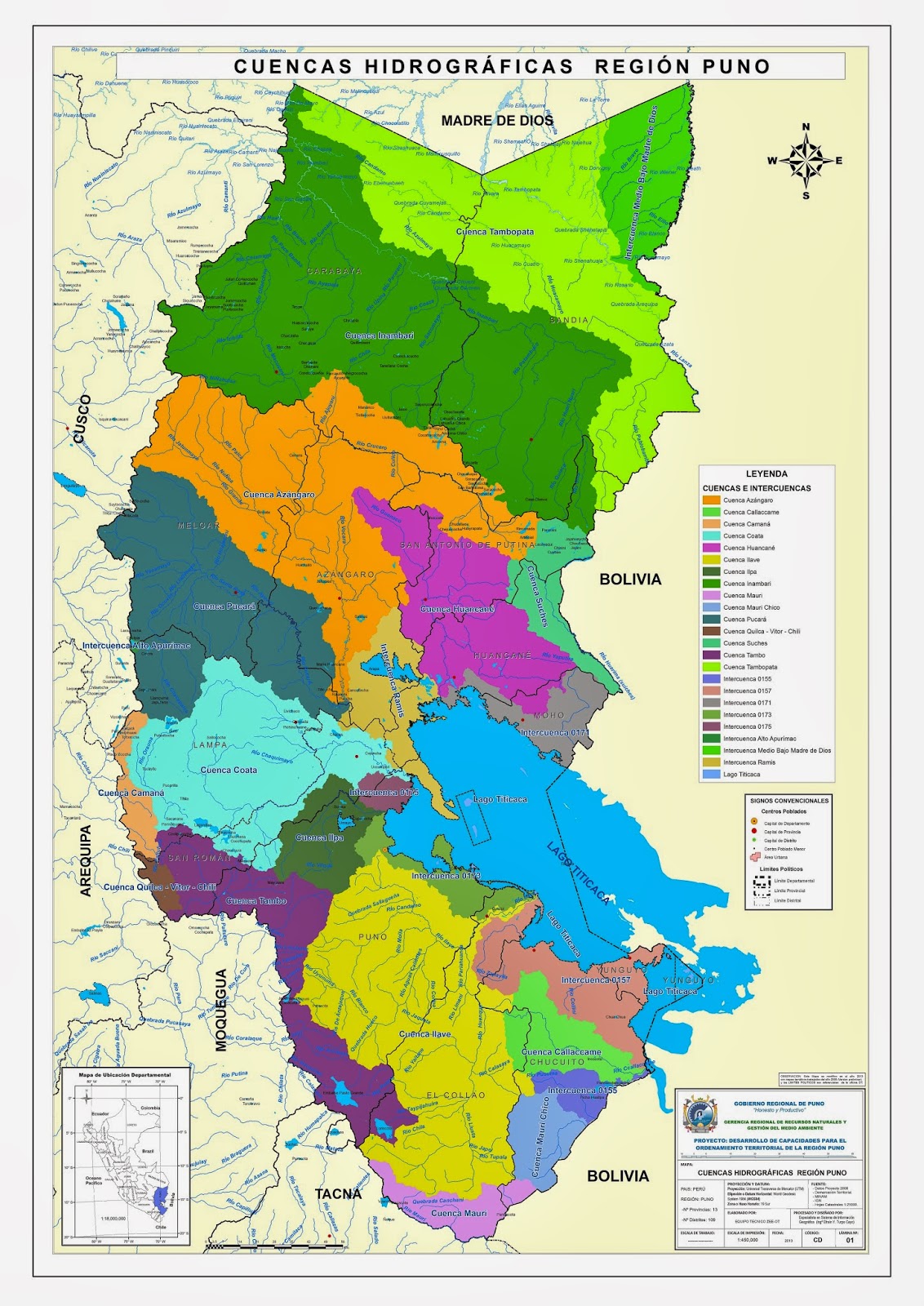 MAPA DE CUENCAS HIDROGRAFICAS REGION PUNO ~ SIG-YURY soluciones GEOMATICS