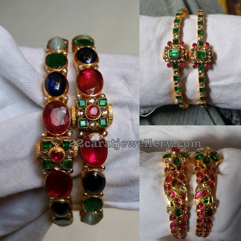 Colorful Latest Gemstone Bangles - Jewellery Designs