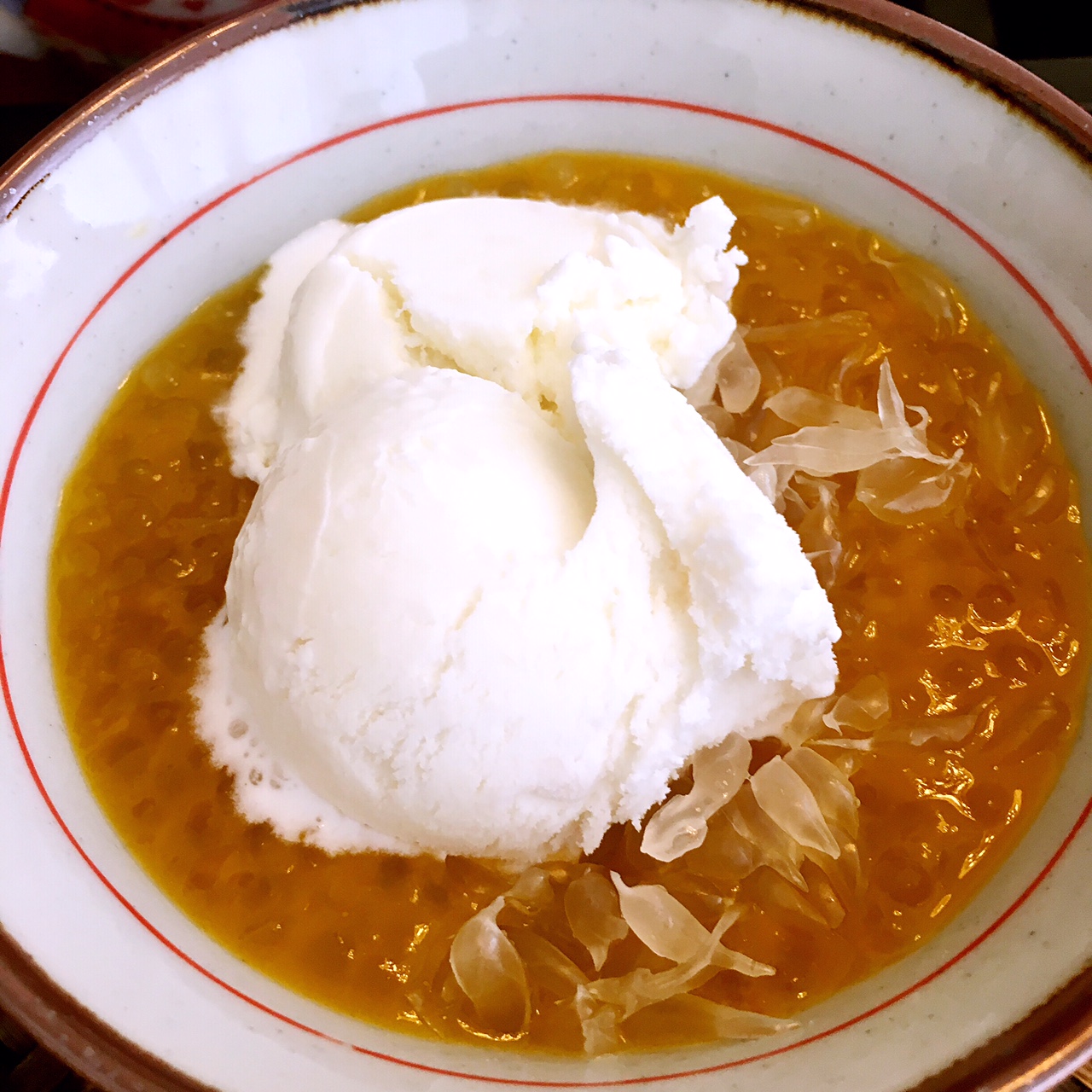 Pumpkin sago pomelo dessert with coconut ice cream - Linda's Cravings