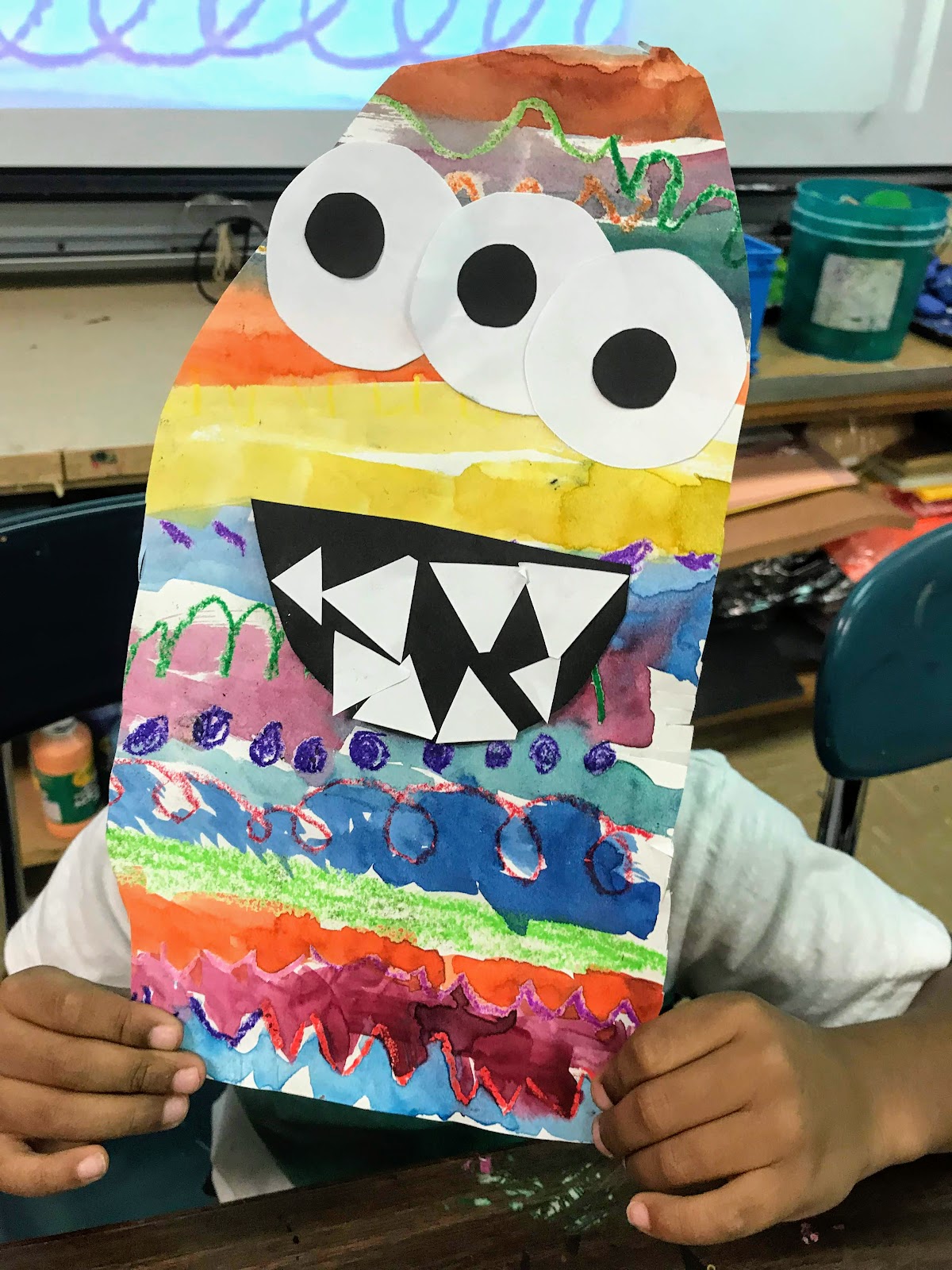 Elements of the Art Room: Kindergarten Line Painting Monsters