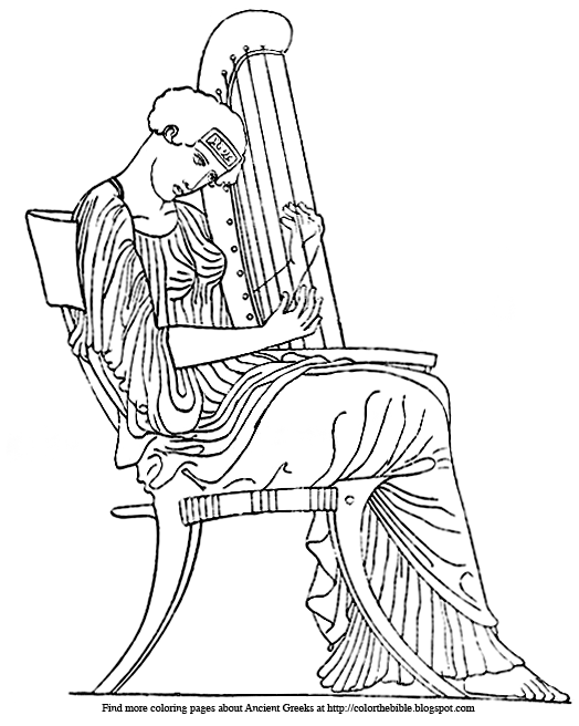 This Greek musician is playing a trigonon | Color The Bible