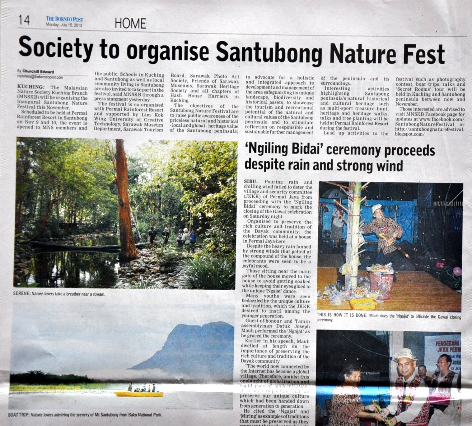 Santubong Nature Festival: Newspaper articles