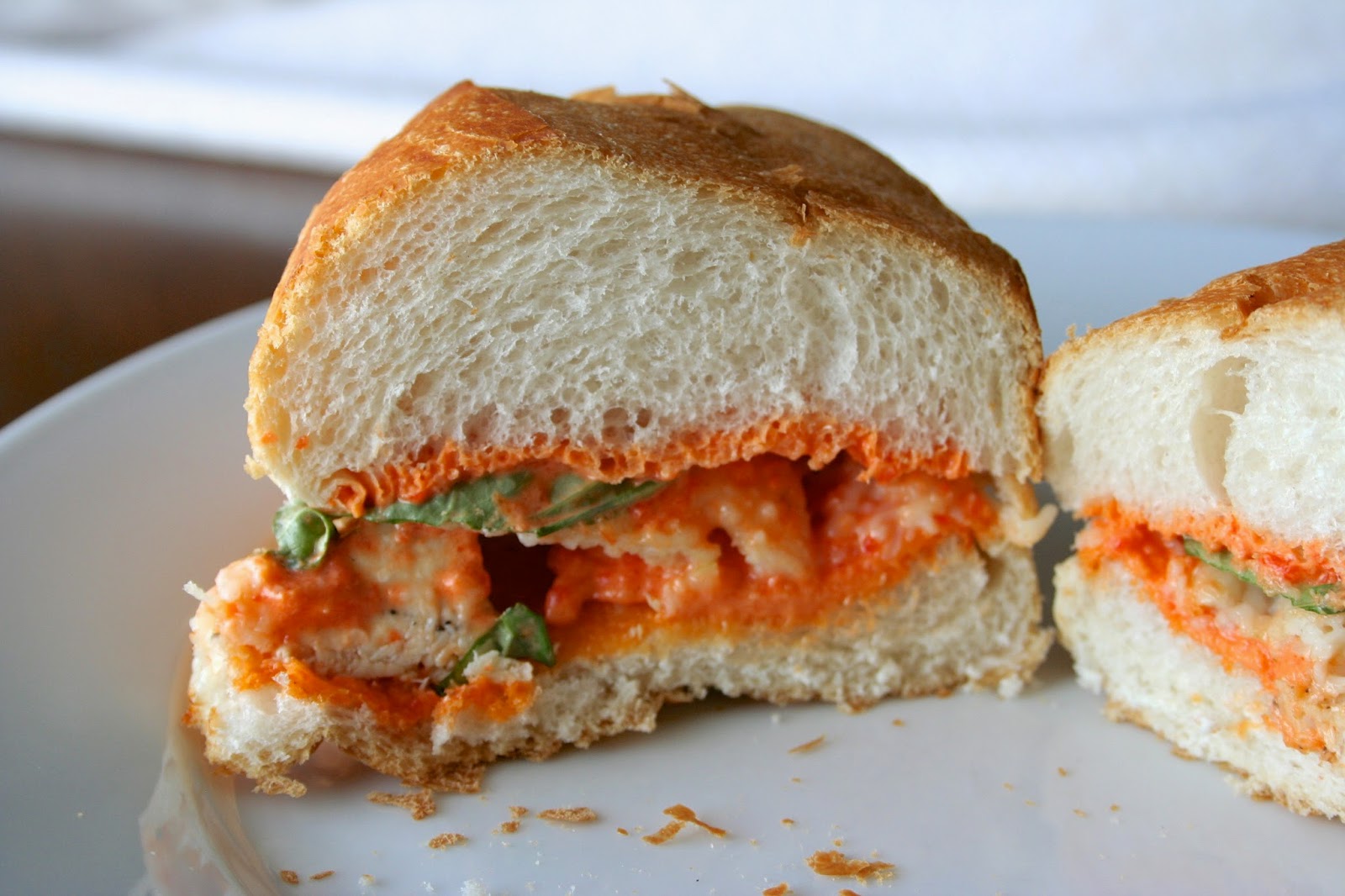 Chicken Sandwiches with Roasted Red Pepper Mayo and Basil