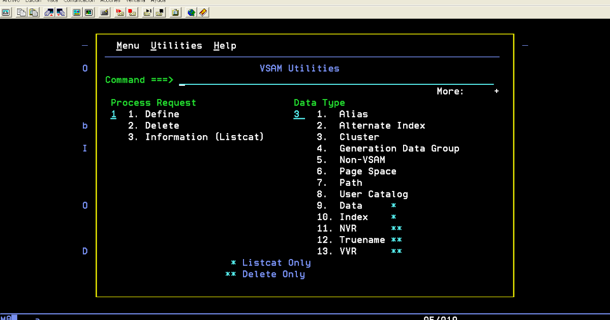 Universo Cobol: Creación de fichero VSAM mediante ISPF