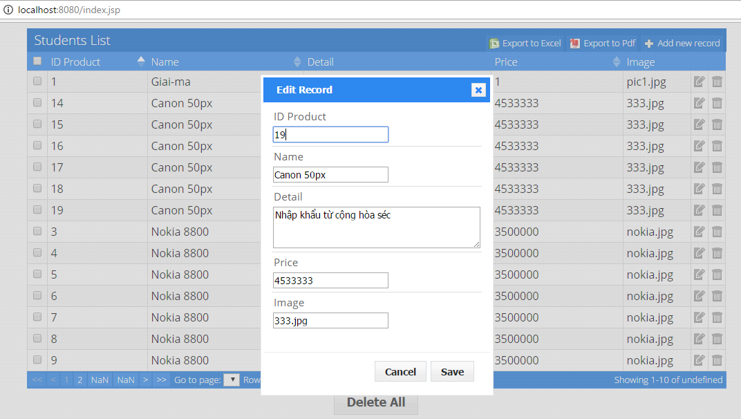 Insert Update Delete Jsp Servlet Java Web CRUD JTABLE JQuery NetBeans ... Insert Update Delete Jsp Servlet Java Web CRUD JTABLE JQuery NetBeans ...