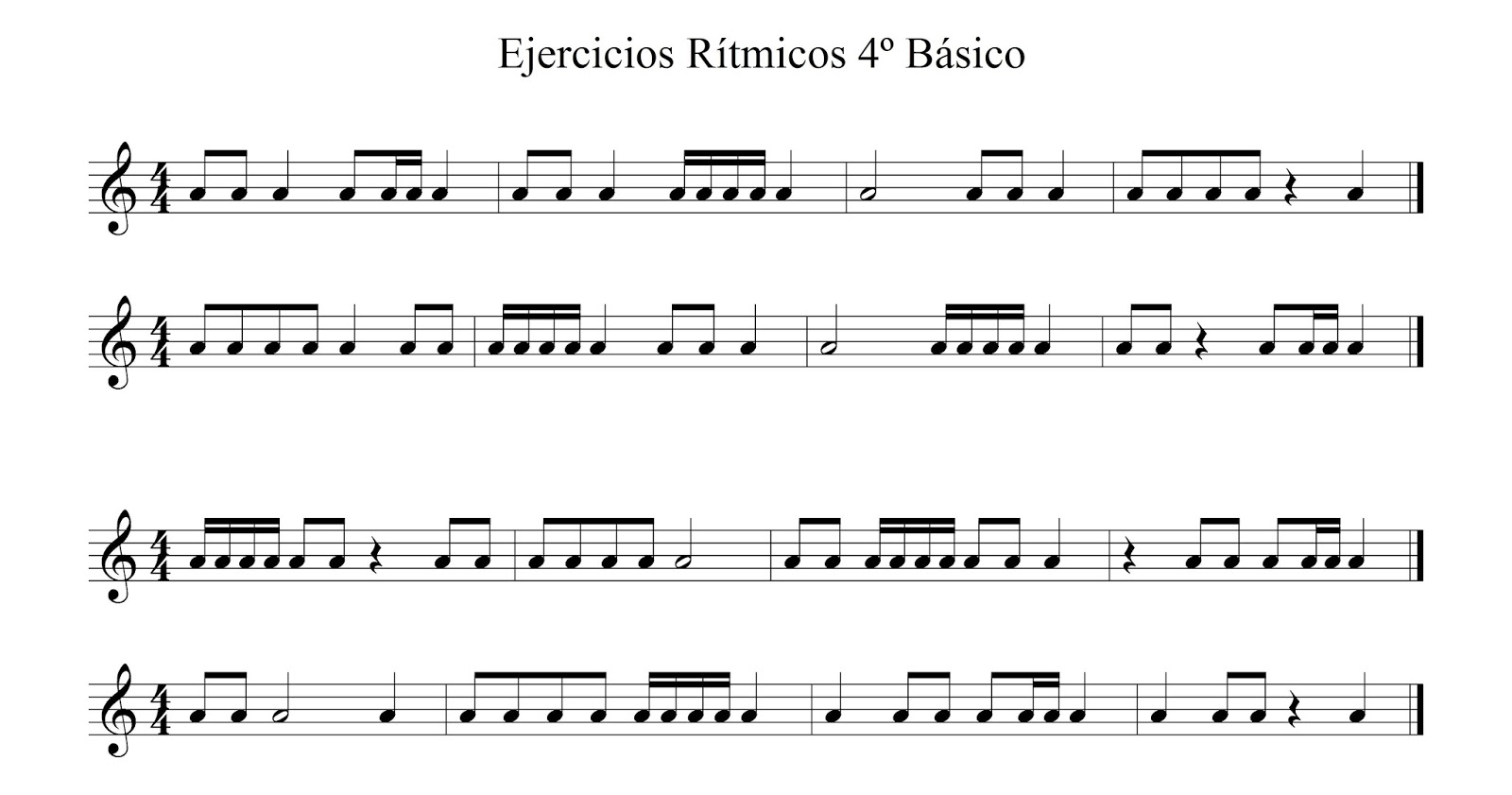 El Profe de Música: Ejercicios Rítmicos 4º básico