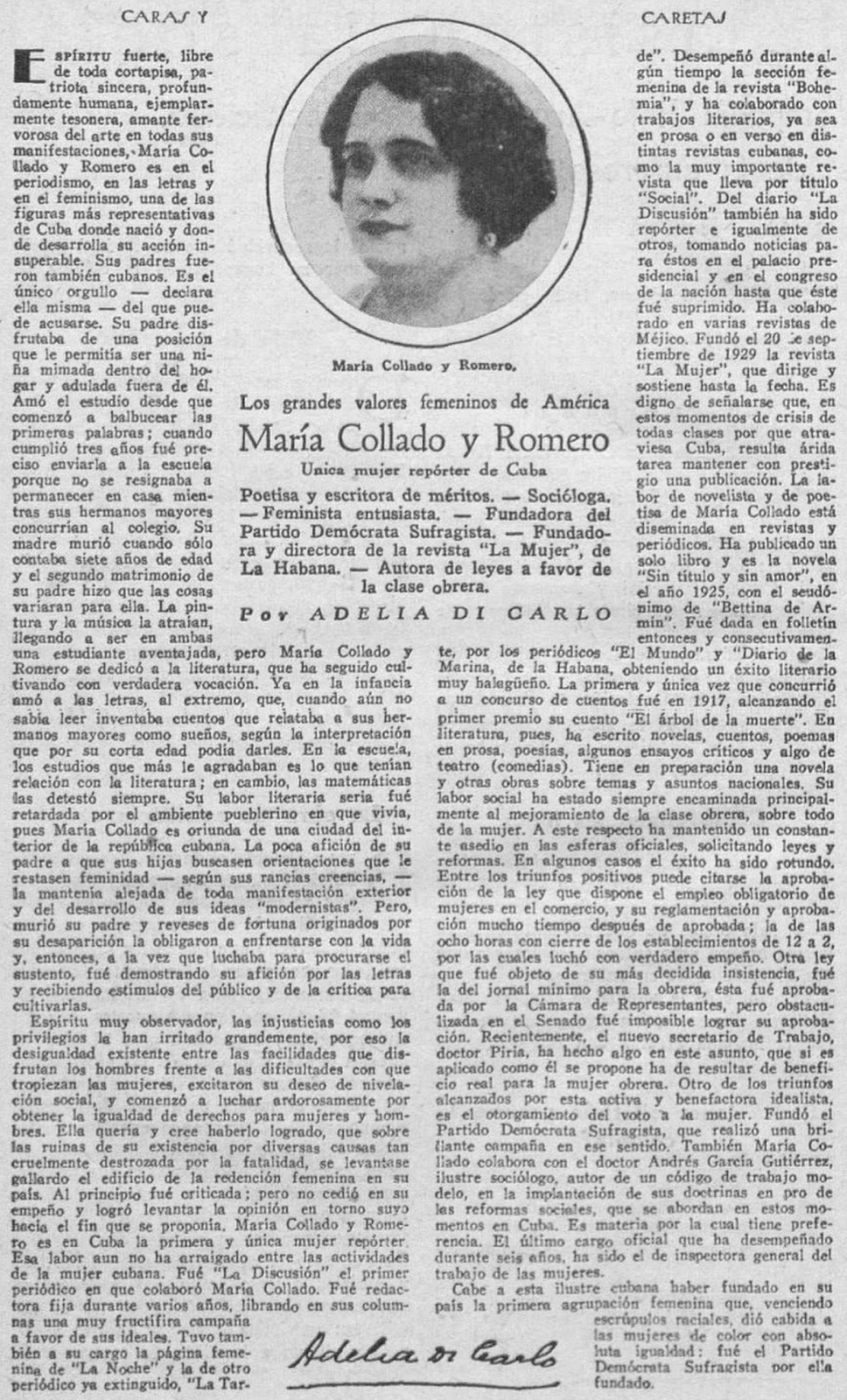 Hojas de prensa para la historia de Cuba.: FIGURAS CUBANAS : María ...