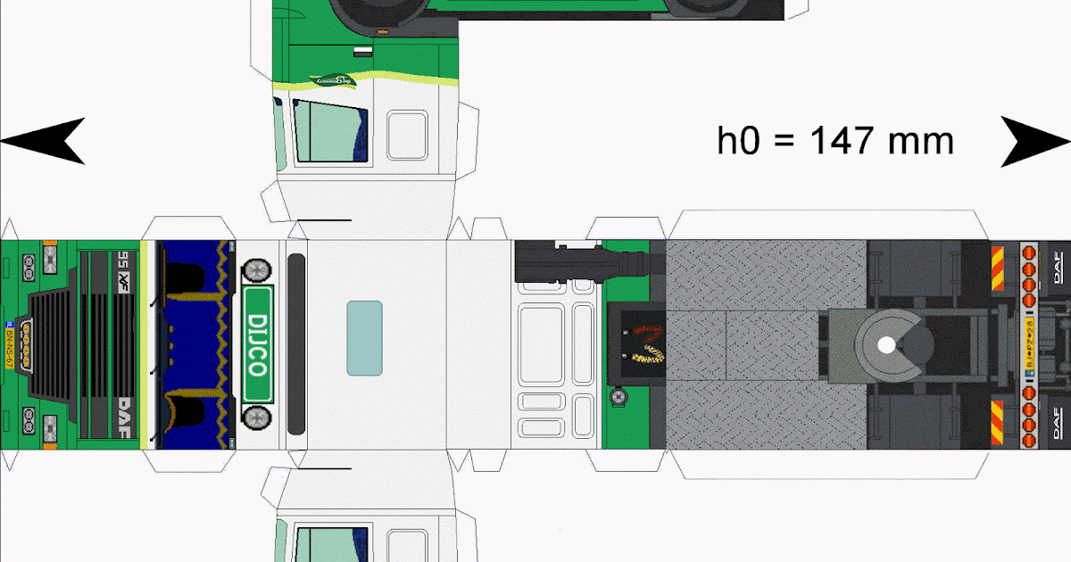 SP. Papel Modelismo: PaperCraft DAF 95XF - Dijco Transport / The Greenery