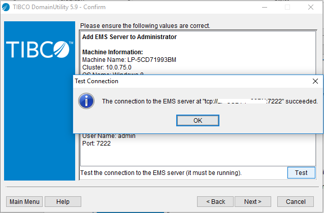 TibcoTrainingBus: Add EMS server to TIBCO Admin Domain