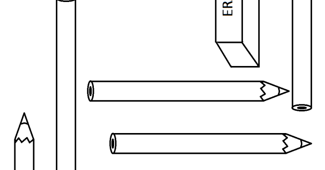 Colouring Place: Colouring pencils and eraser (colouring page)