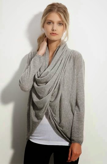 Fashion Land: Grey Drape Front Cardigan