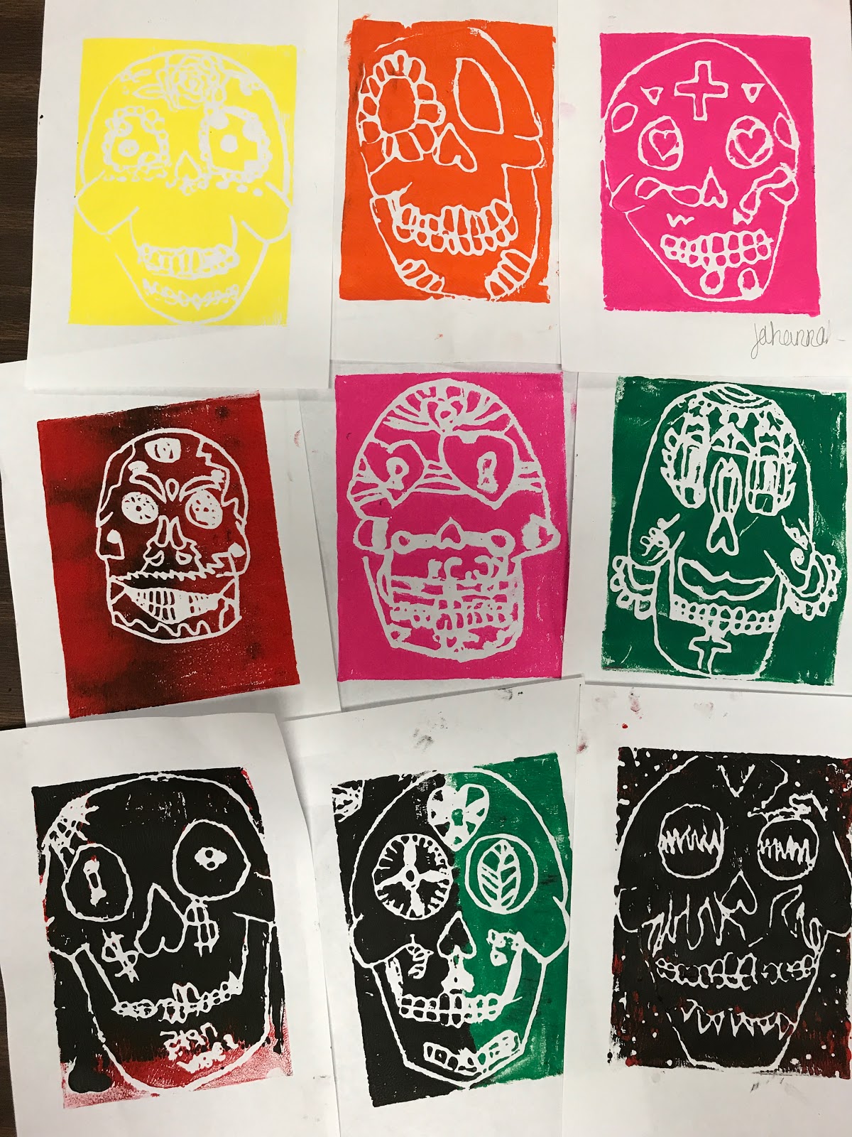Elements of the Art Room: 5th Grade Printmaking Calaveras 💀 or Sugar Skulls