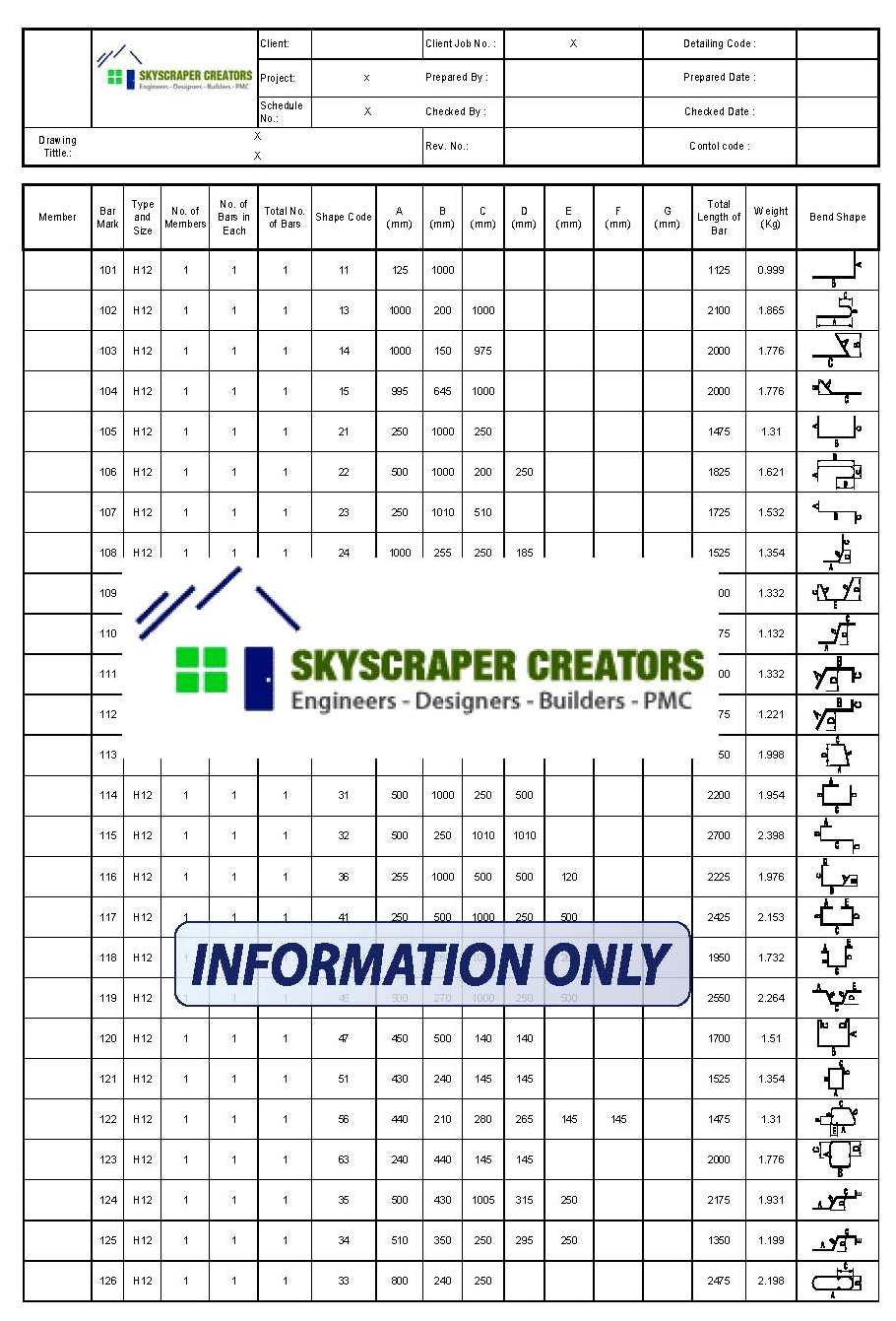 Bar Bending Schedule
