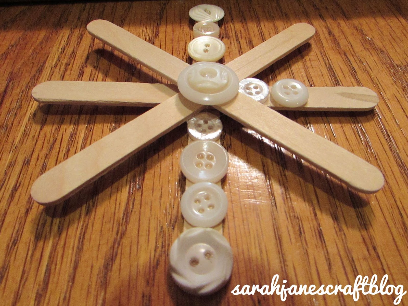 Popsicle Stick Button Snowflakes