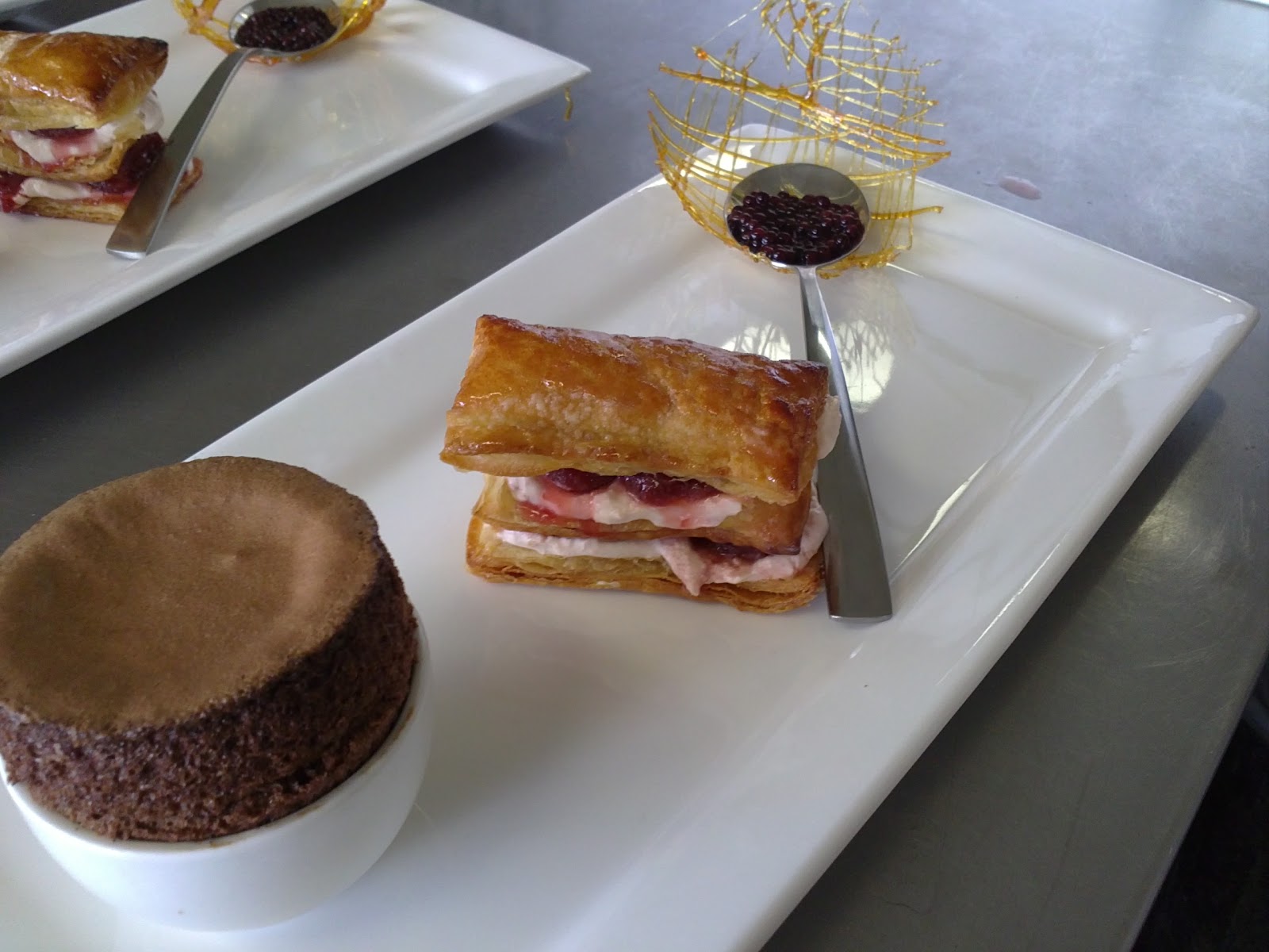 The Hungry Chef: Dark Chocolate Fondant with Strawberry Mille Feuille ...