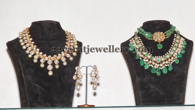 Polki and Emerald Sets - Jewellery Designs