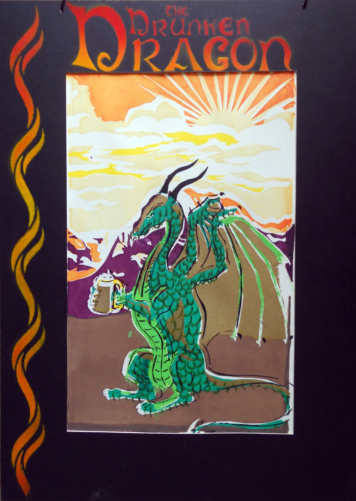 My Portfolio: Drunken Dragon Pub Sign - Screen Print