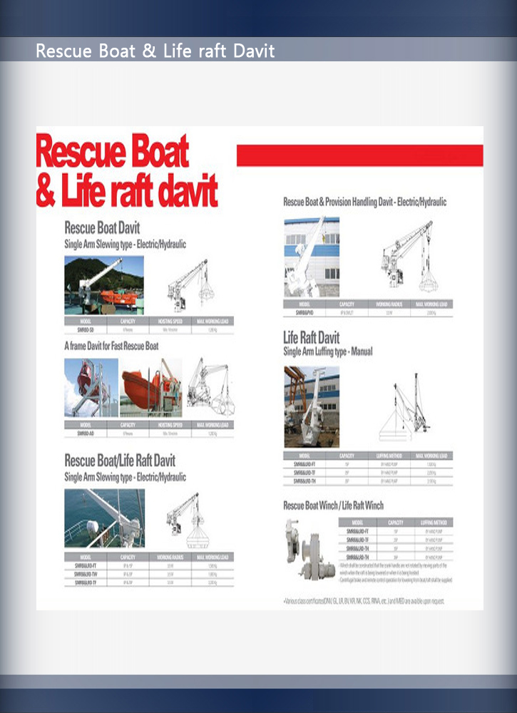 SY Tech Korea : Rescue Boat & Life raft Davit