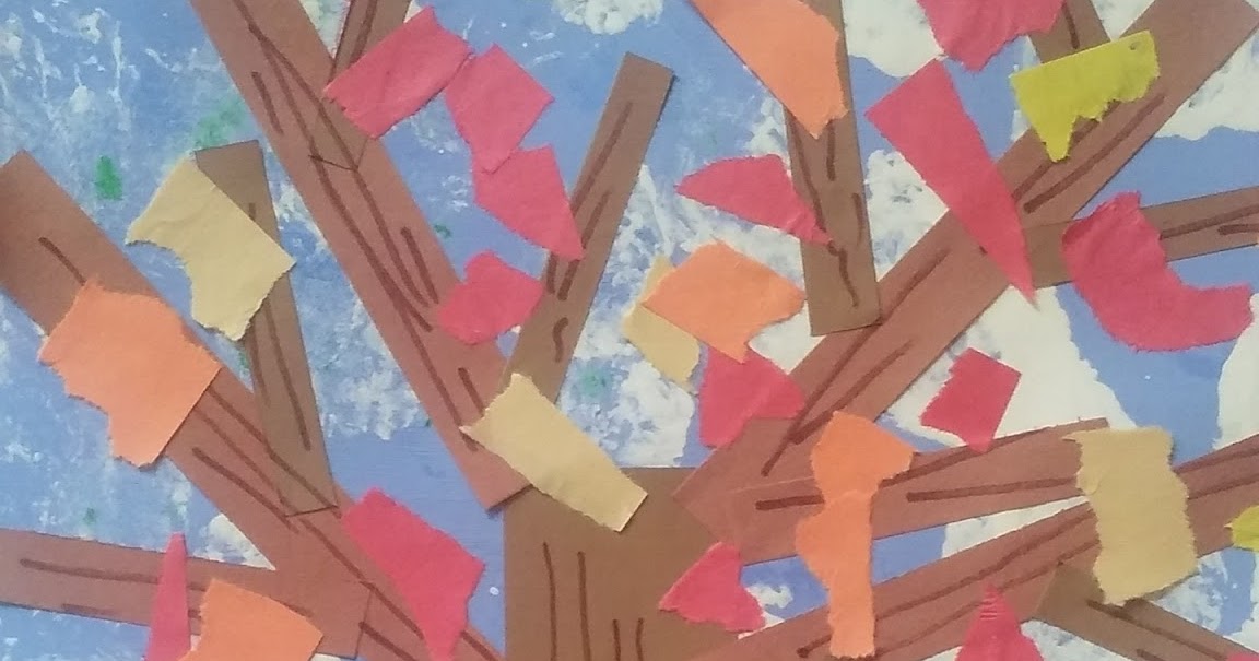 Primary Painters: Ripped Paper Trees with Painted Sky