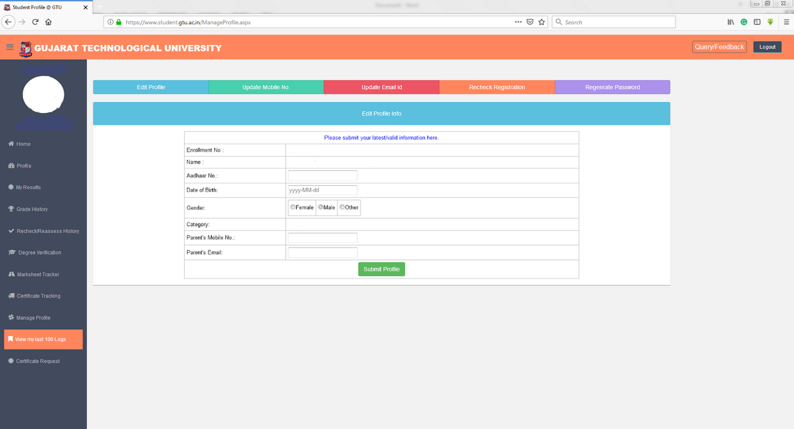 How to View Result & Create Account On GTU Portal