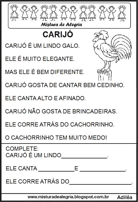 PEQUENOS TEXTOS INFANTIS PARA O 1º ANO - Mistura de Alegria