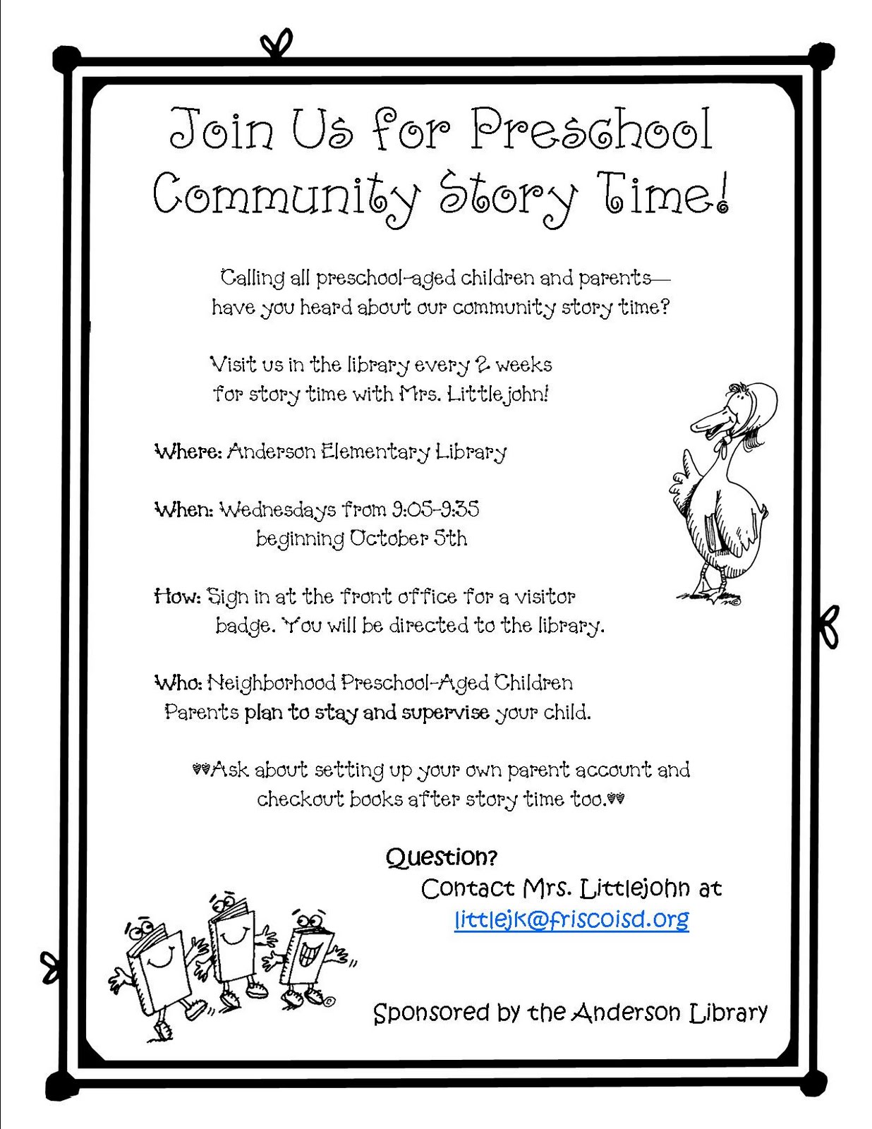 Anderson Elementary Library: Announcing Anderson Library's Preschool ...