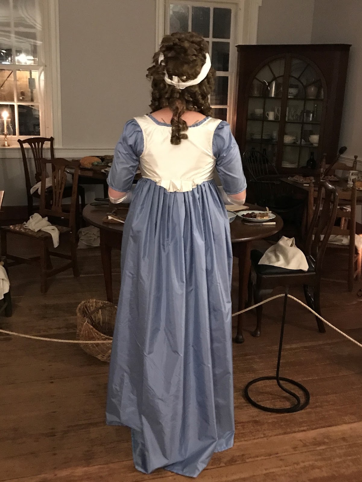 1790s Blue Silk Gown