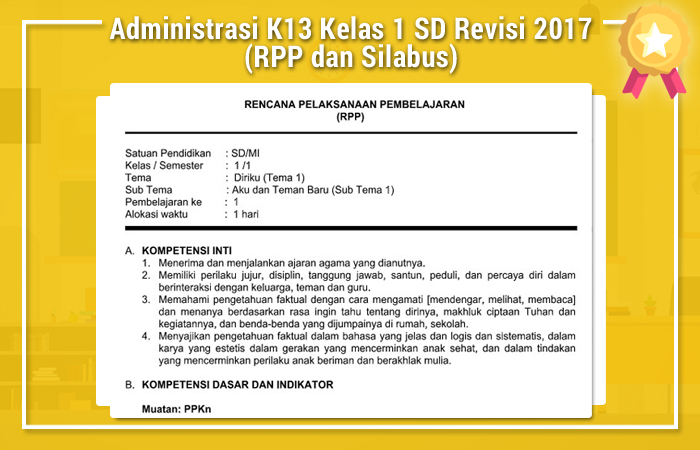 Administrasi K13 Kelas 1 SD Revisi 2017 2018 (RPP dan Silabus) - Bagi ...