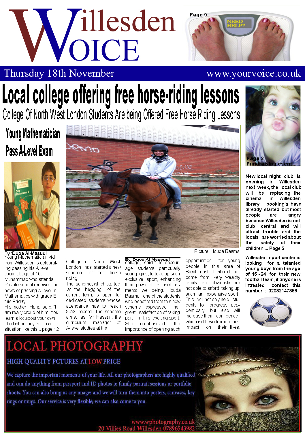 Duoa Al-Maseudi - Media studies - cw - A2: Front page and inside page ...