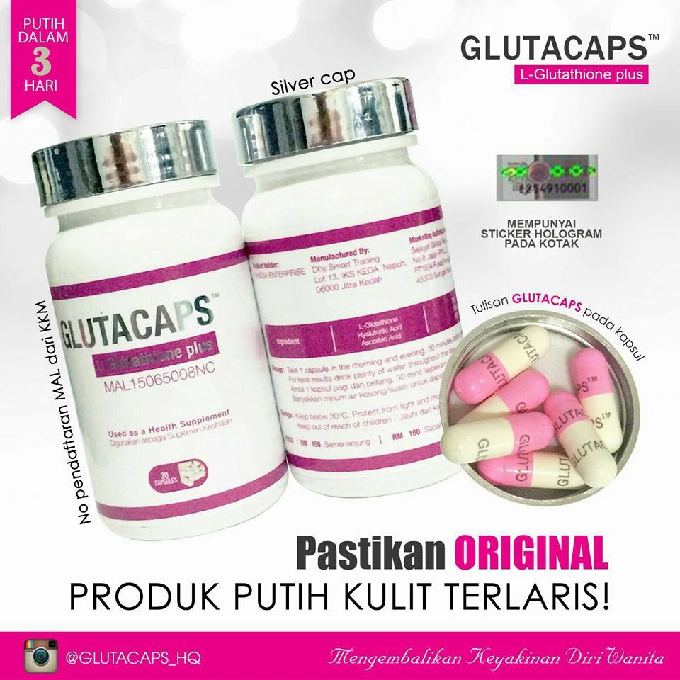 Menjual Produk Kecantikan Dan Kesihatan : GLUTACAPS L-GLUTATHIONE PLUS