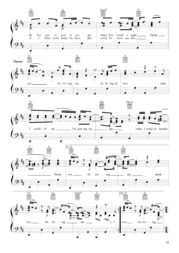 Bon Jovi Tank You For Loving Me Partituras Para Piano