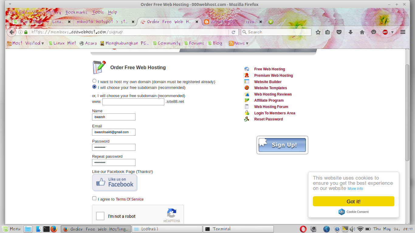 Daftar Free OOOWebhost Hosting ~ iswaroh13
