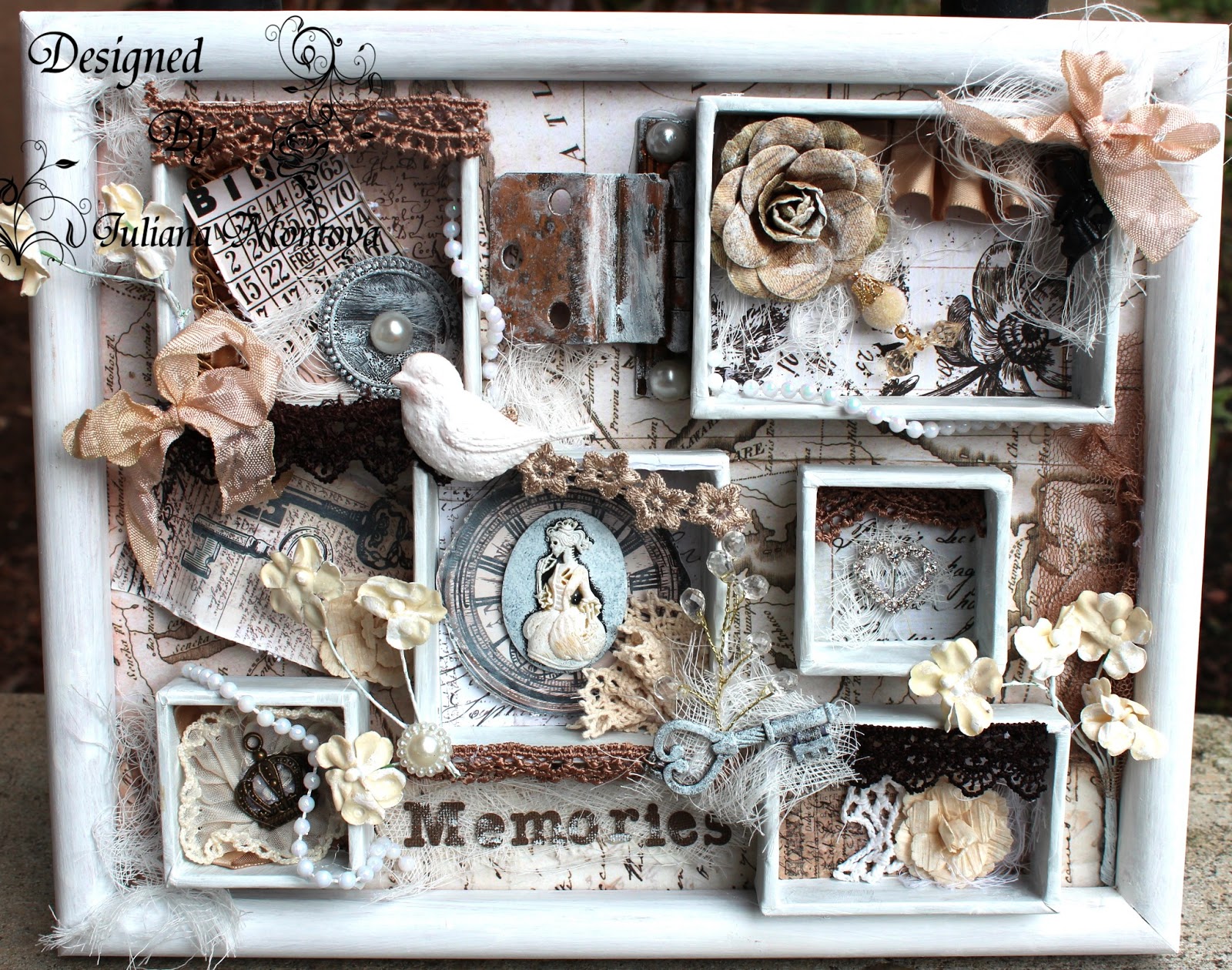 ShabbyChicJCouture : Vintage Shabby Chic Engraver Shadow Box - Memories