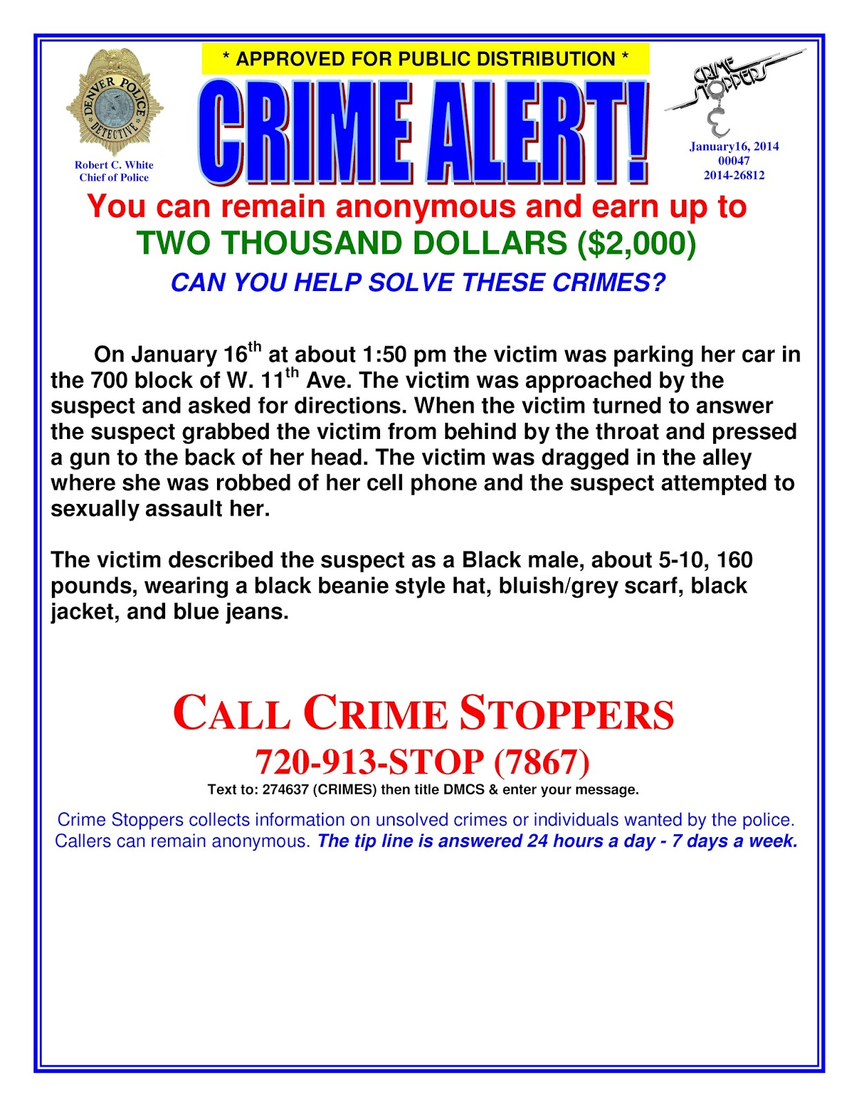 Denver Direct: CRIME ALERT - 700 BLOCK OF W. 11TH AVE