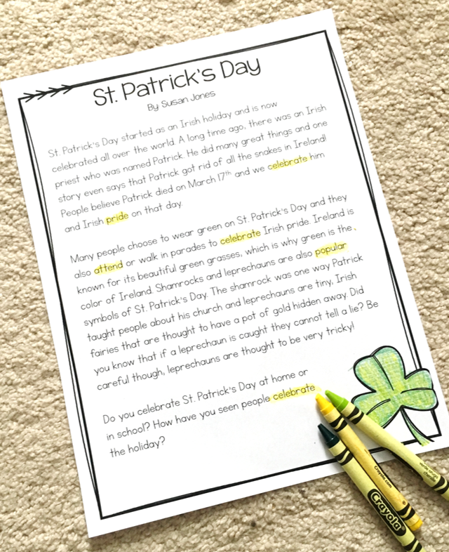 Free St. Patrick's Day Activities - Susan Jones Teaching
