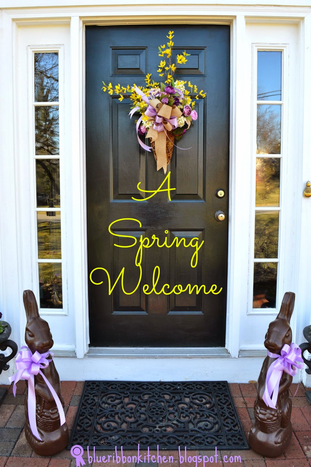 Blue Ribbon Kitchen: WELCOME to SPRING: Front Door Flower Basket and ...