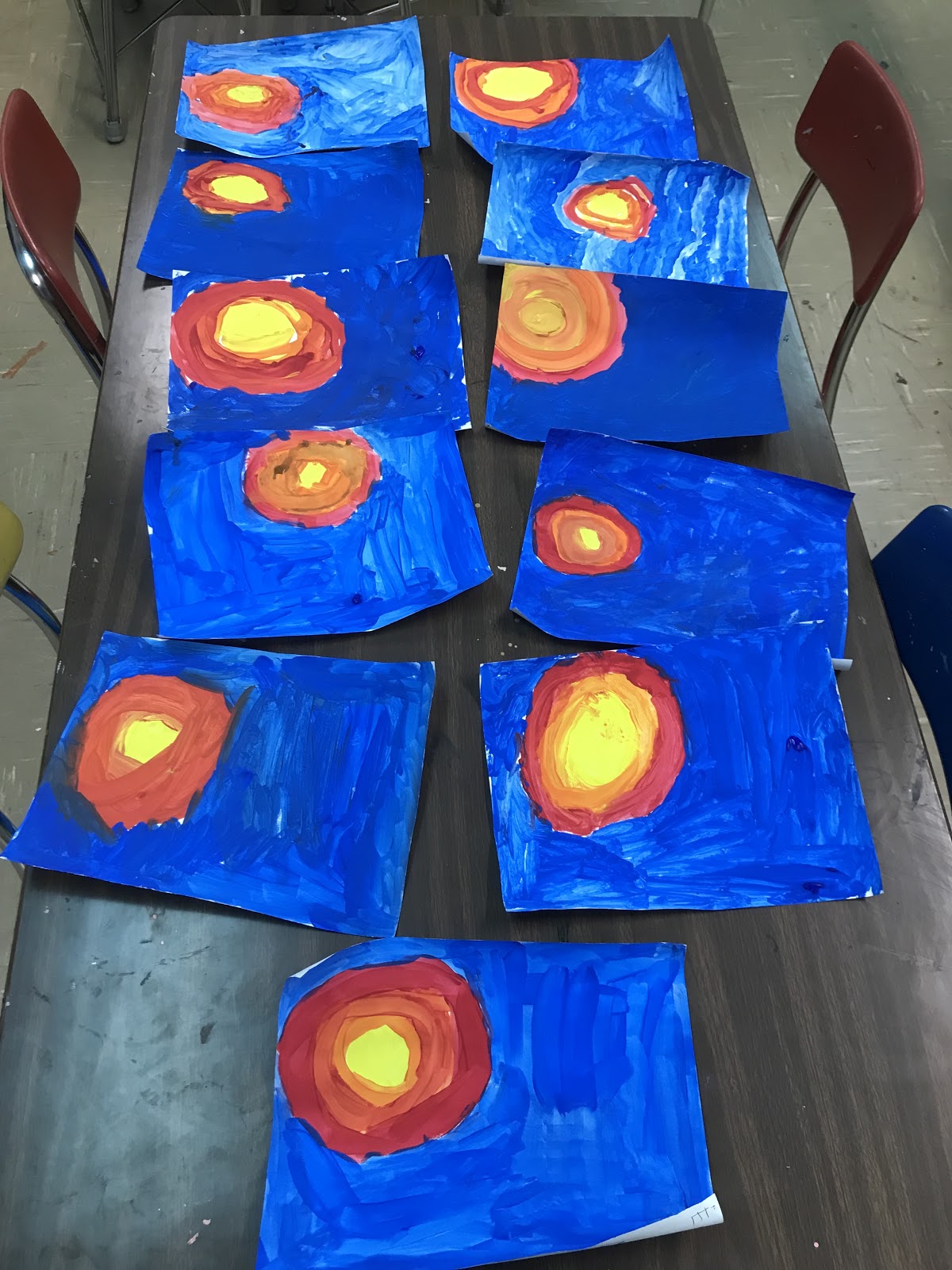 Elements of the Art Room: 1st grade Winter landscapes