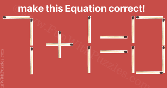 Matchstick Equation Puzzle with Answer for Teens