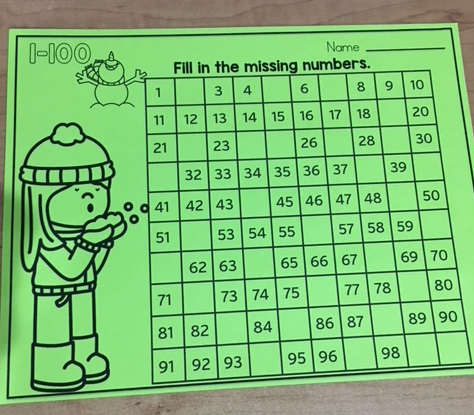 Winter Number Worksheets 1-100 Fill in Missing Numbers ~ Preschool ...