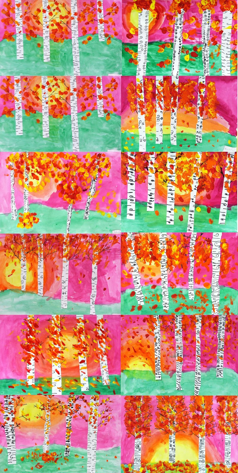 ART with Mrs. A: 3rd Grade Autumn Birch Landscapes