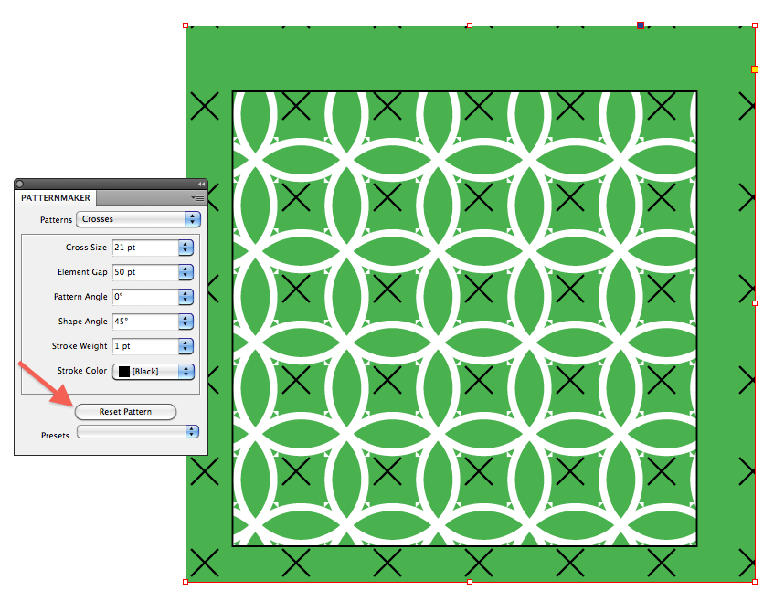Document Geek: Green Circle and Crosses Fabric Pattern (PatternMaker)