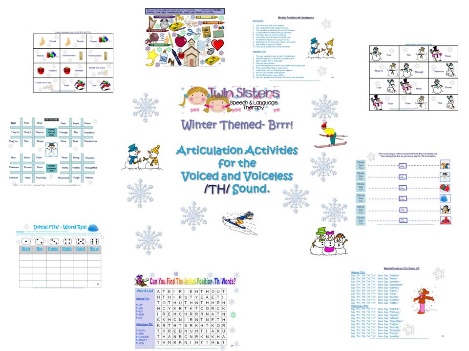 Twin Speech, Language & Literacy LLC: TH Sound Practice! Winter themed ...