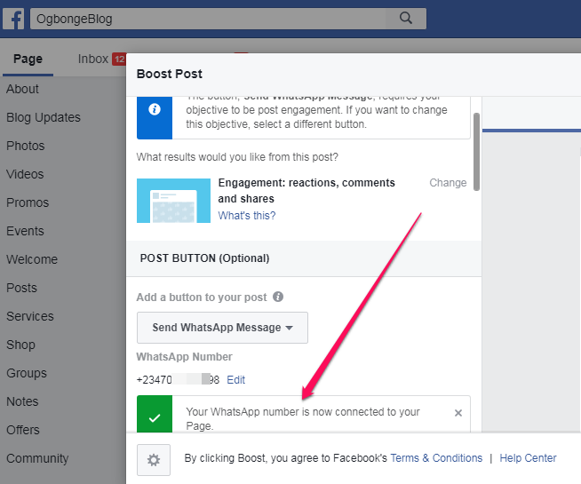 How To Add Whatsapp Send Message Button To Facebook Boosted Post ...