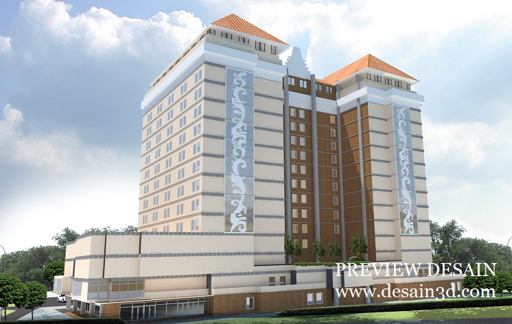 Jasa desain gedung bertingkat view 3D tampak belakang - ARUSHA 3D ONLINE