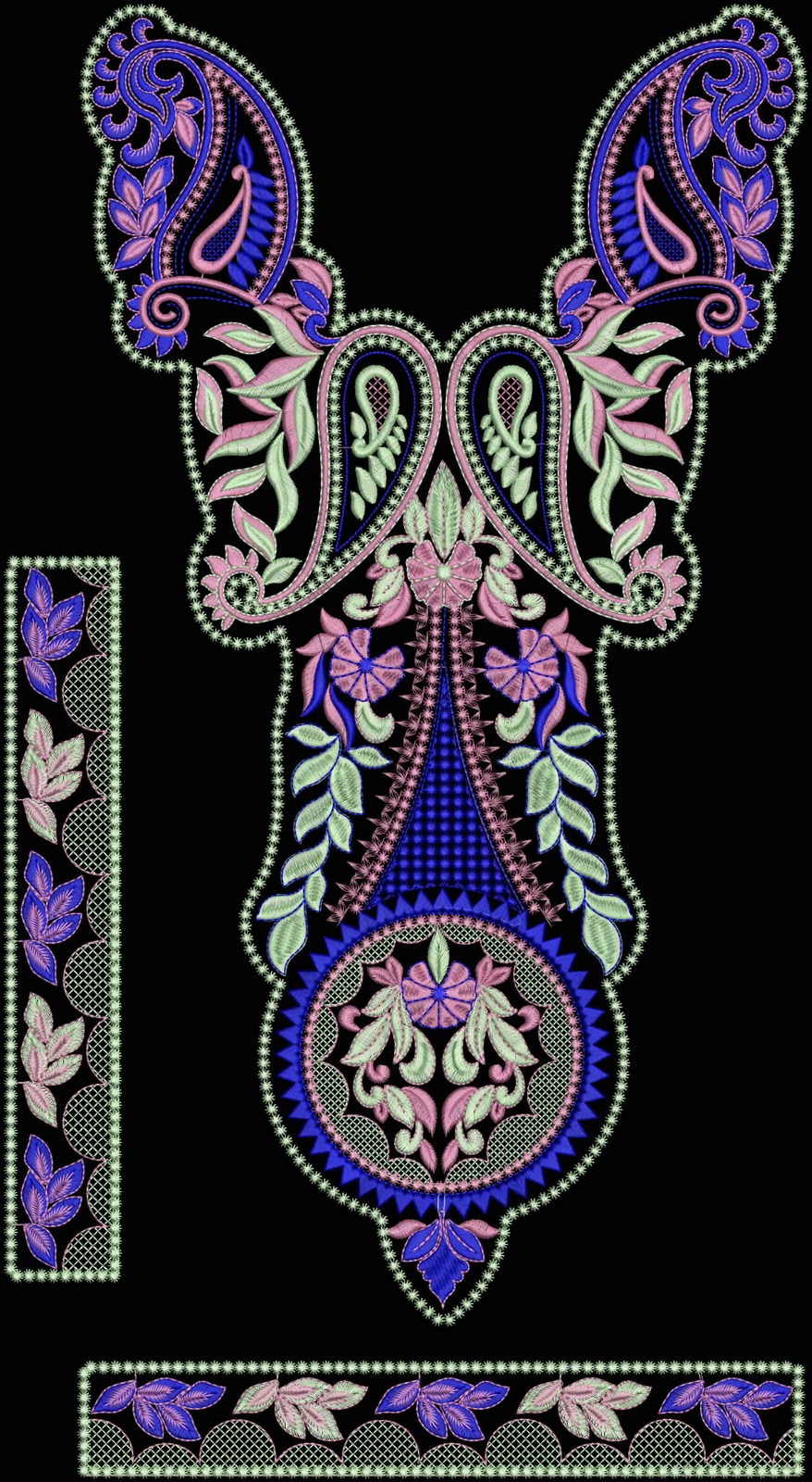 EmbDesignTube: Pakistani emb boutique neck with border by Kashif Khan