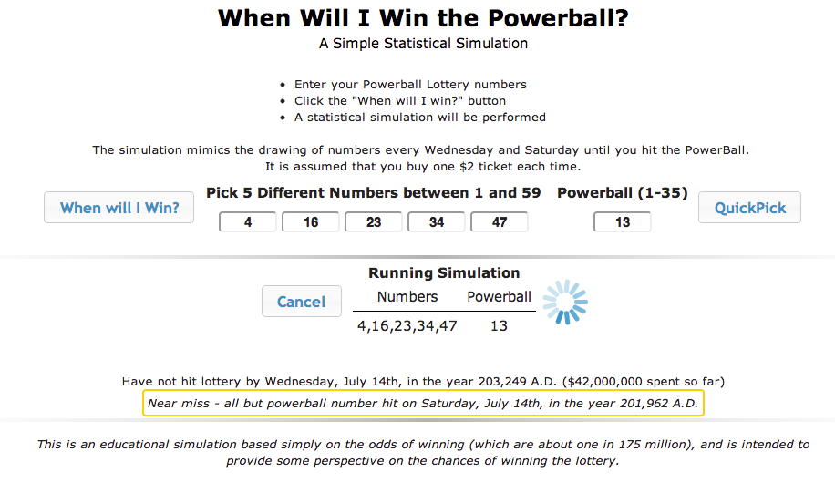 Nowhere Near Ithaca: Hitting the Powerball - An Interactive Simulation