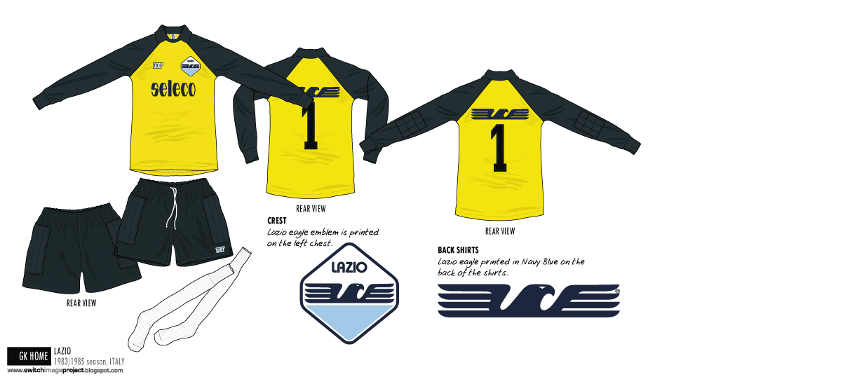 Football teams shirt and kits fan: Lazio 1983/84 goalkeeper kits