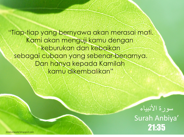 biniku mualaf: Poster Islamik Surah Anbiya' ayat 35