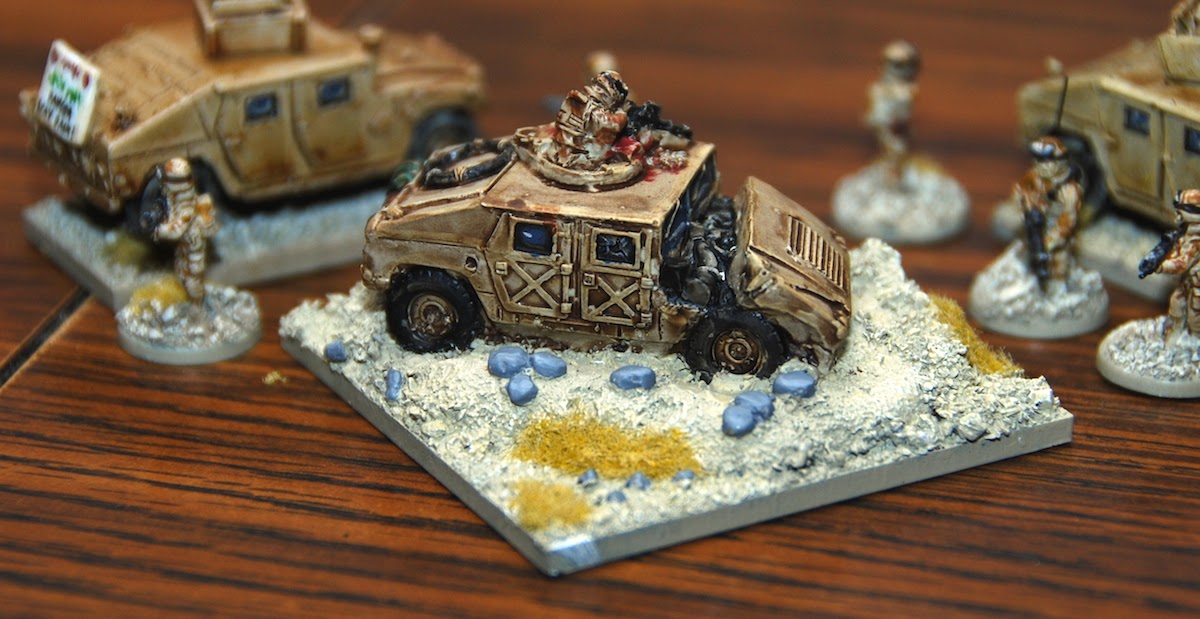 Lord Ashram's House of War: Wrecked 15mm Humvee... an objective marker