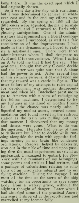 An Autobiography of Nikola Tesla, My Inventions - Part IV - An Engineer ...